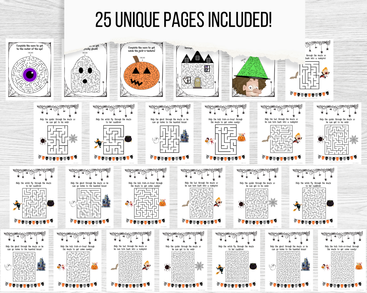 Printable Halloween Maze Worksheets for Kids – Bright Color Mom Shop