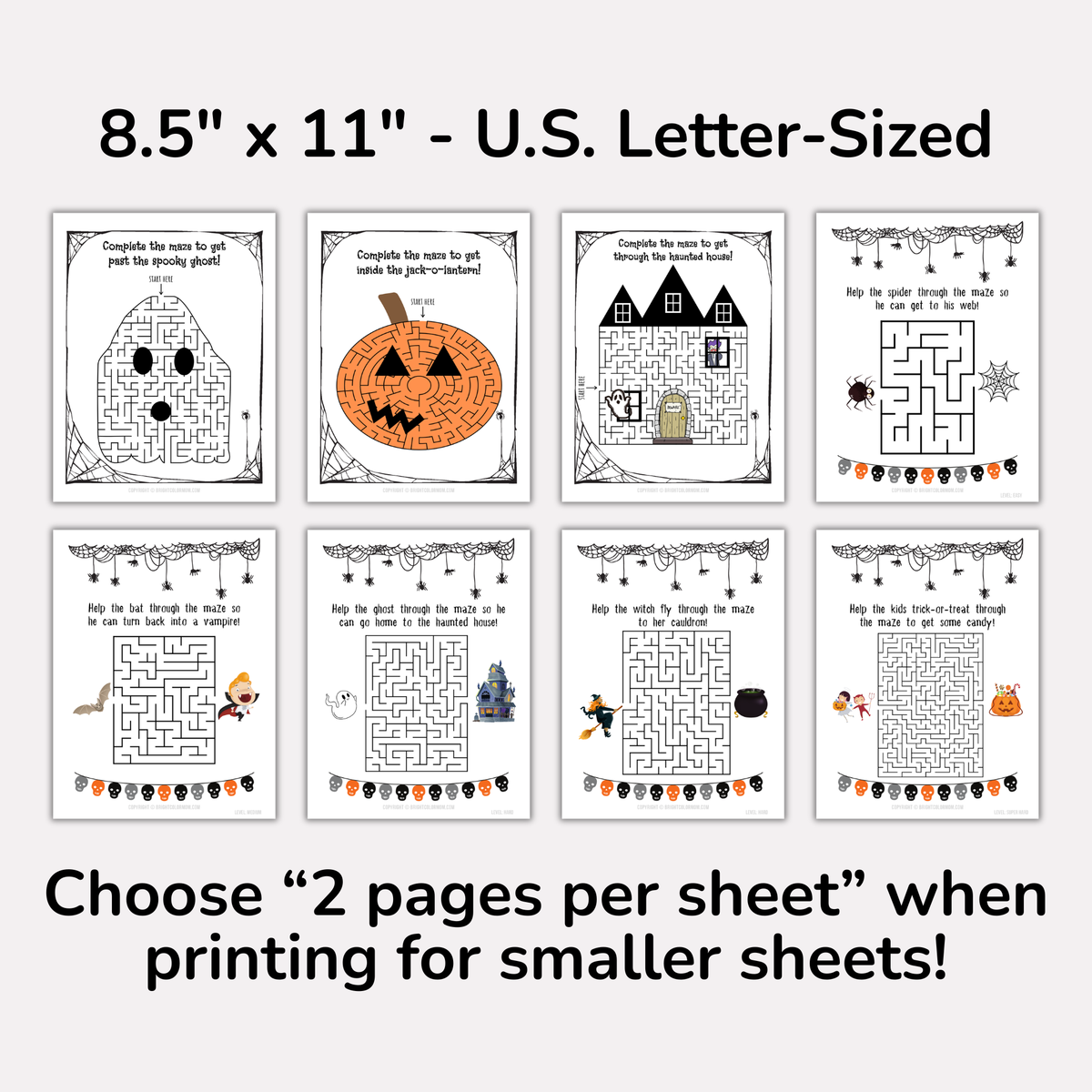 Halloween Maze Worksheets for Kids – Bright Color Mom Shop
