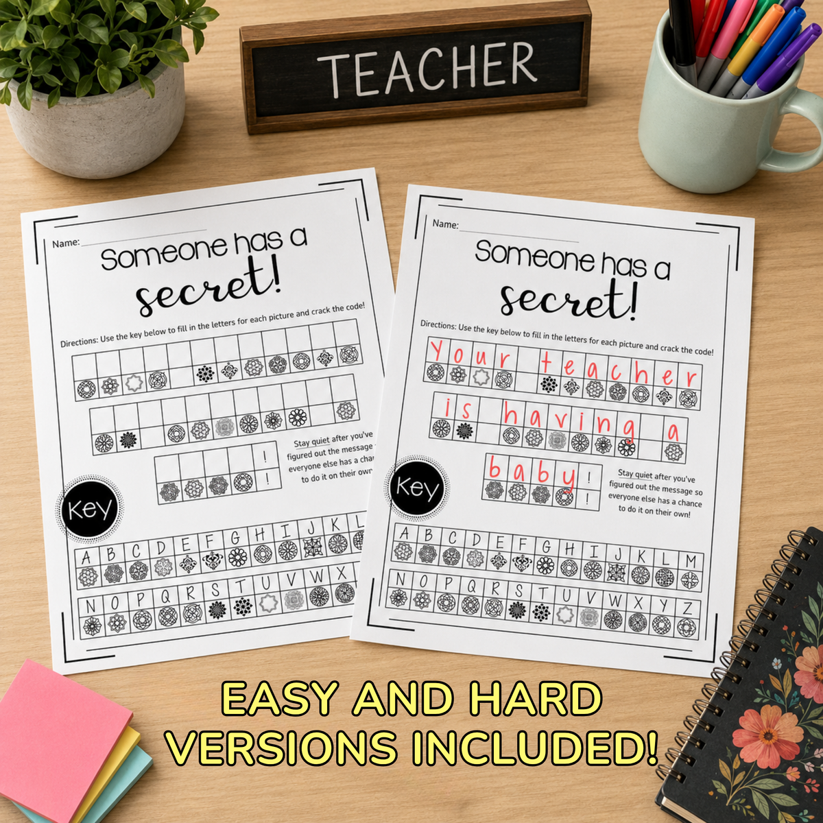 Your Teacher is Having a Baby Puzzle Code Pregnancy Reveal for Student ...