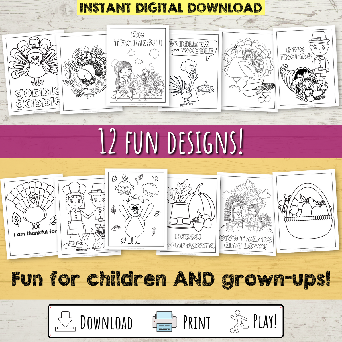 Printable Thanksgiving Coloring Pages – Bright Color Mom Shop