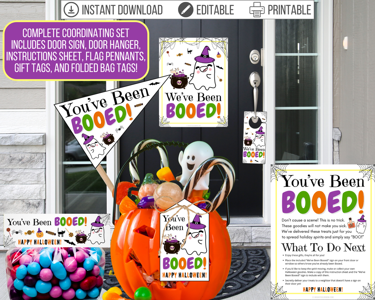 Printable You've Been BOOED Signs and Instructions (Editable) – Bright ...