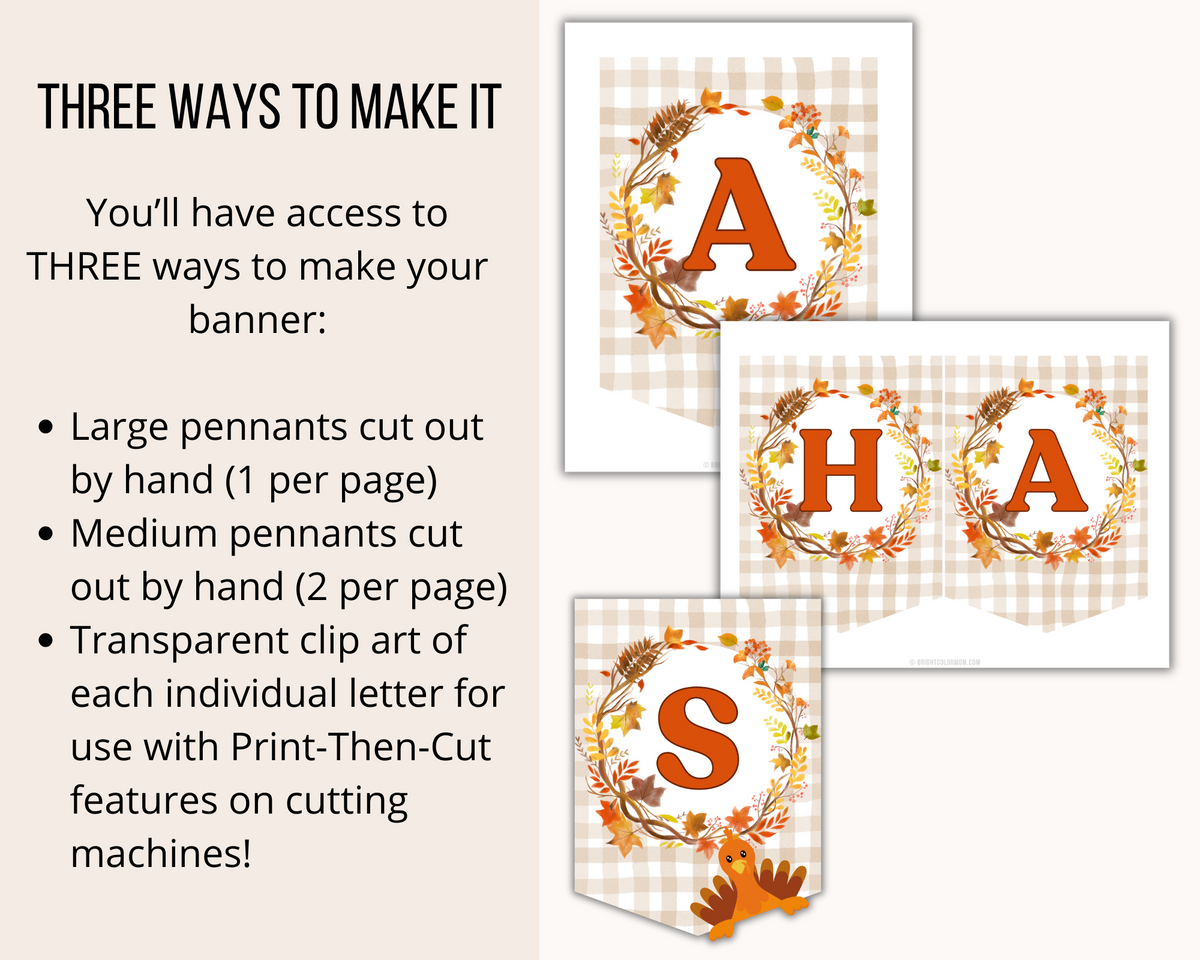Printable Happy Thanksgiving Banner (Full Alphabet) – Bright Color Mom Shop