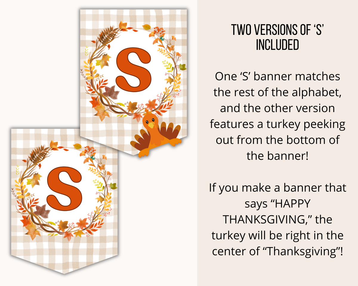Printable Happy Thanksgiving Banner (Full Alphabet) – Bright Color Mom Shop