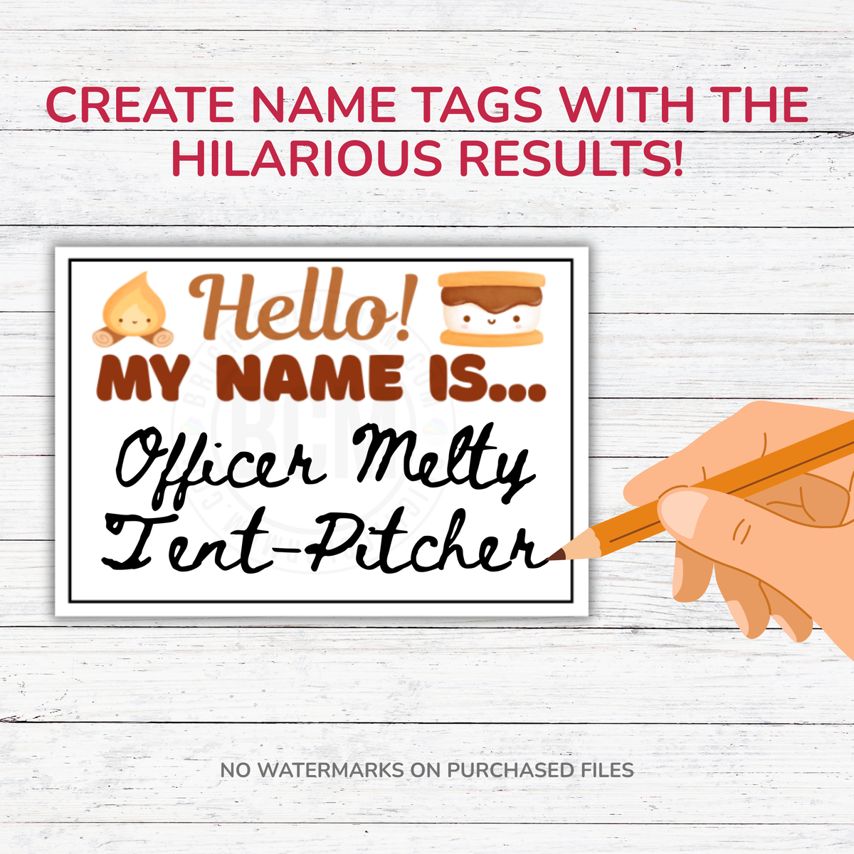 What's Your S'Mores Name? Printable Game with Name Tags – Bright Color ...