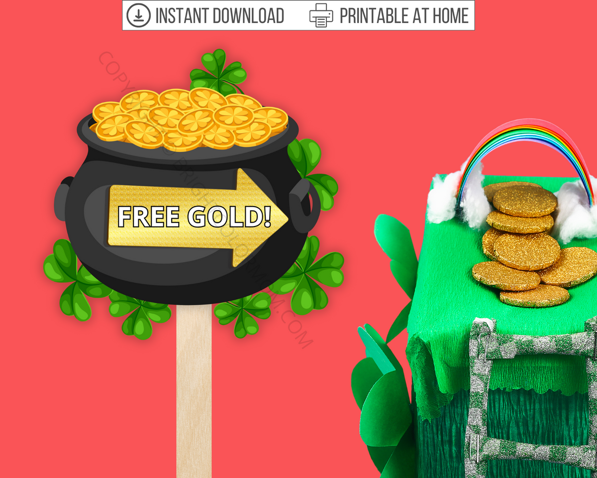 Printable Free Gold Sign for Leprechaun Trap – Bright Color Mom Shop