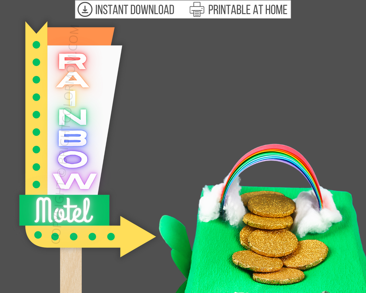 Rainbow Motel Printable Leprechaun Trap Sign – Bright Color Mom Shop