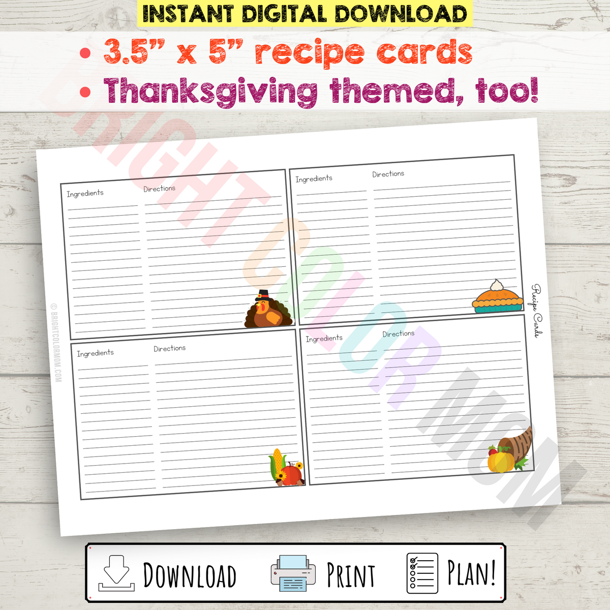 Printable Thanksgiving Planner – Bright Color Mom Shop
